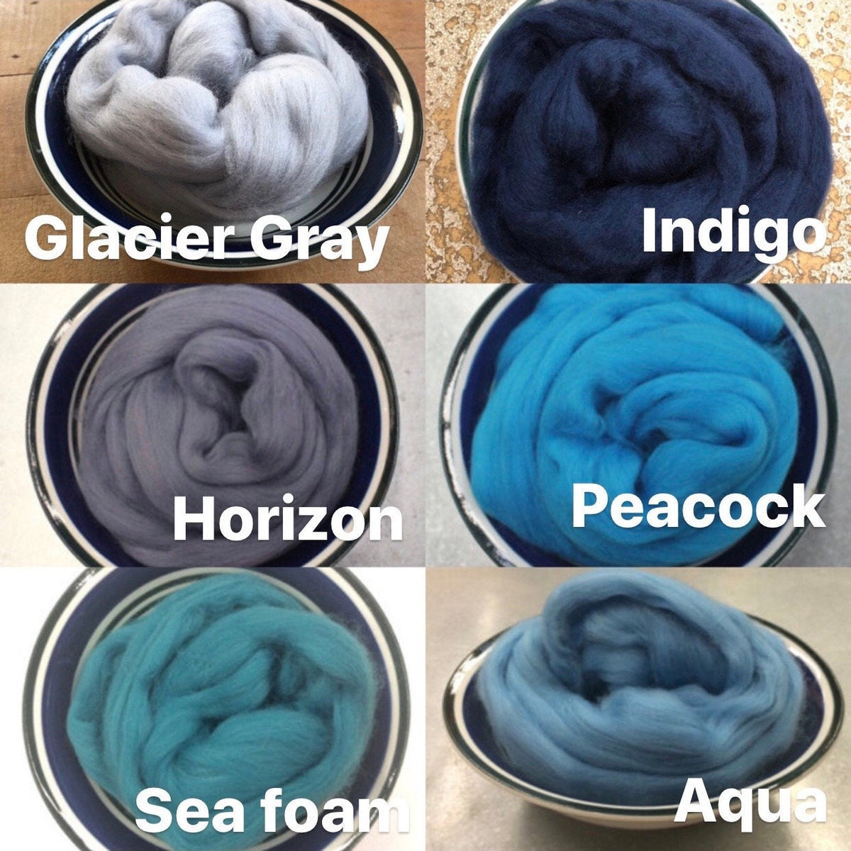 Cyan Blue Merino Wool Roving for Felting, Spinning and Weaving - 21.5 ...