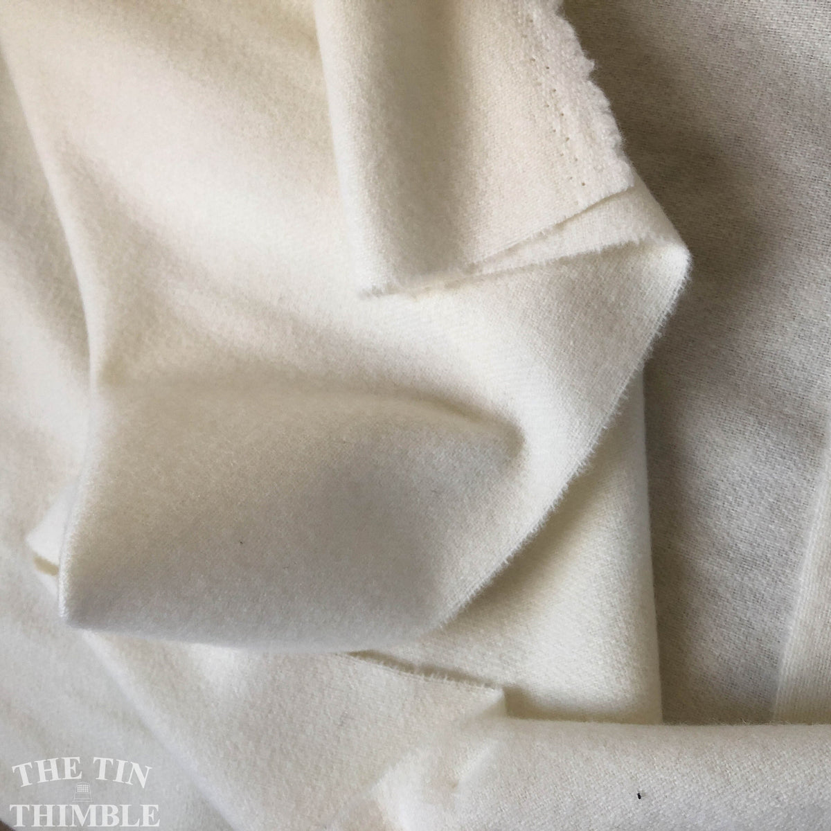 100% Wool Flannel Weight Fabric in Natural White - 1 Yard - Made in Am ...